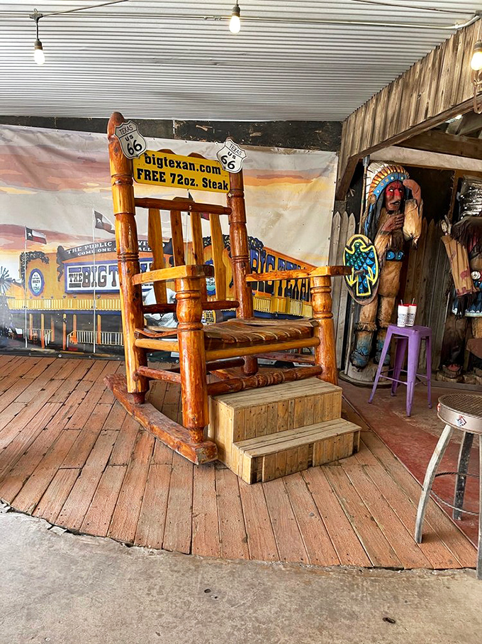 This oversized rocking chair photo op ensures you'll leave with evidence that everything really is bigger in Texas—including the furniture.
