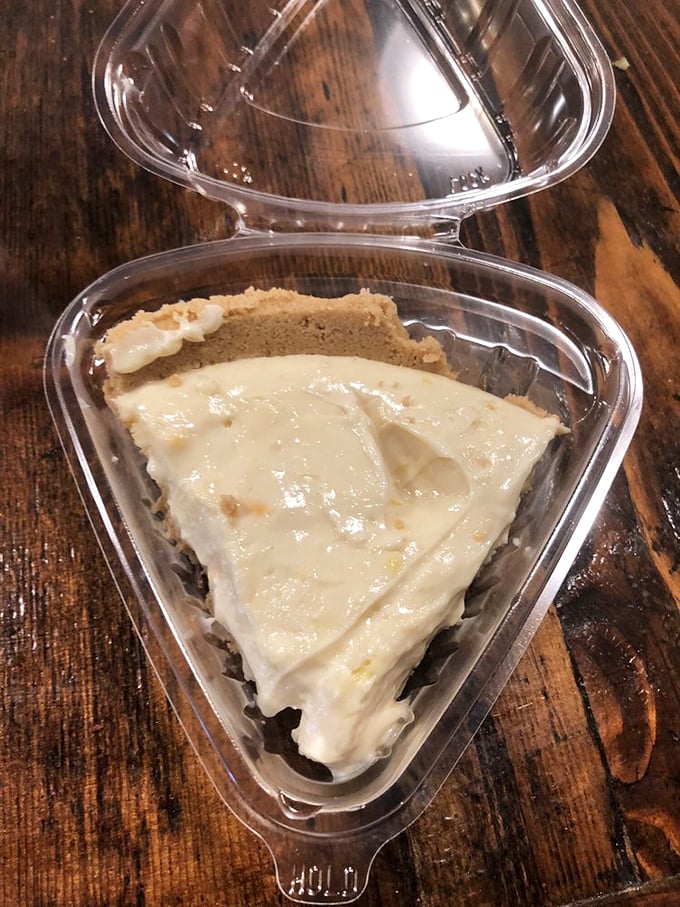 A slice of heaven in take-out form. This creamy dessert doesn't ask if you have room left—it knows you'll make space.