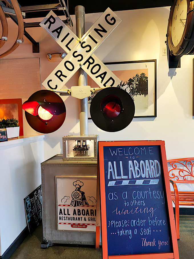 The railroad crossing sign isn't just decoration&mdash;it's a warning that you're about to be stopped in your tracks by seriously good food.