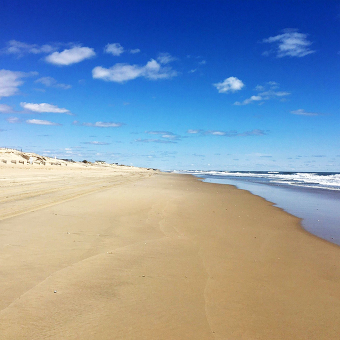 The golden ribbon of shoreline stretches toward infinity, proving that sometimes the road less traveled isn't a road at all.