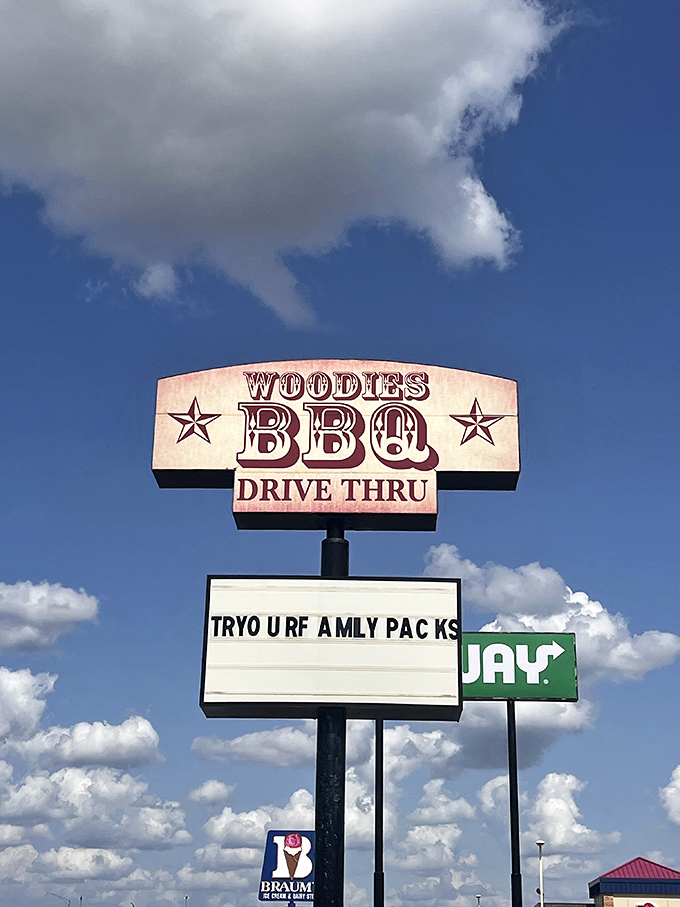 The sign that's guided countless hungry pilgrims to BBQ salvation. Those clouds? Just heavenly smoke signals calling your name.