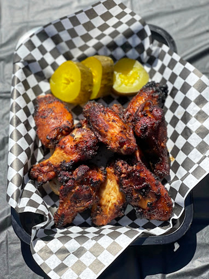 Smoked chicken wings that have clearly been introduced to fire with proper respect. The kind of wings that make you forget napkins exist.