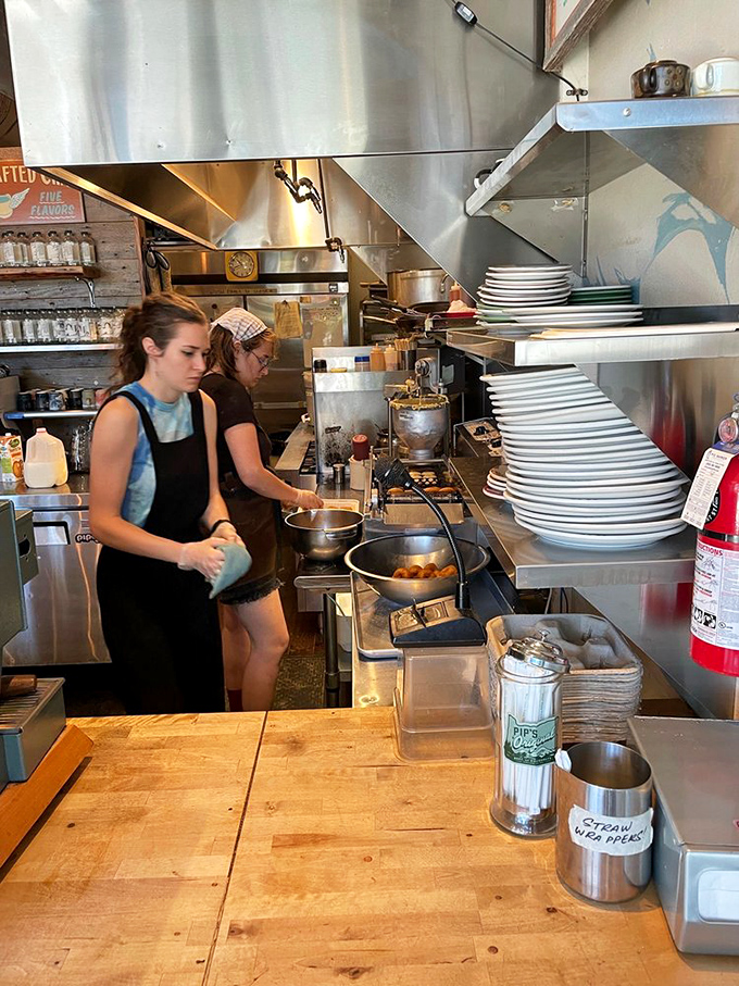 Watching the skilled staff prepare each batch of donuts by hand adds a dash of theater to your morning&mdash;these are craftspeople, not just cooks.