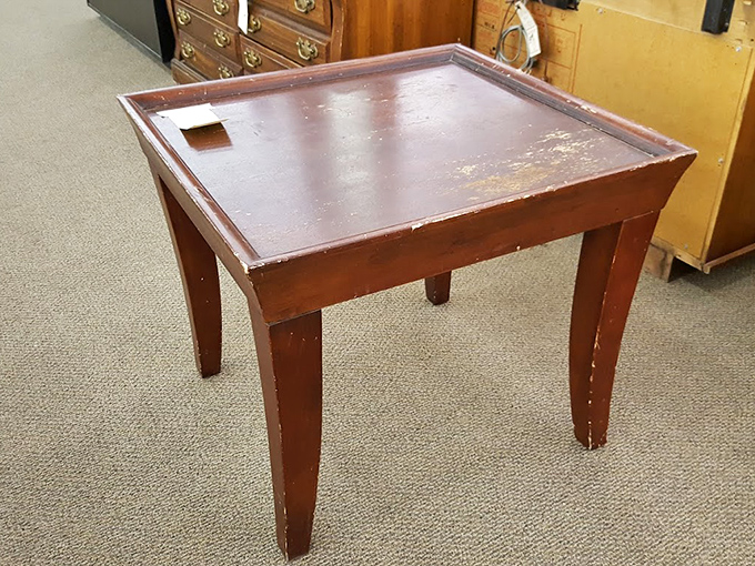 This sturdy wooden table has stories to tell. With a little TLC, it could become the centerpiece where your family creates new memories.