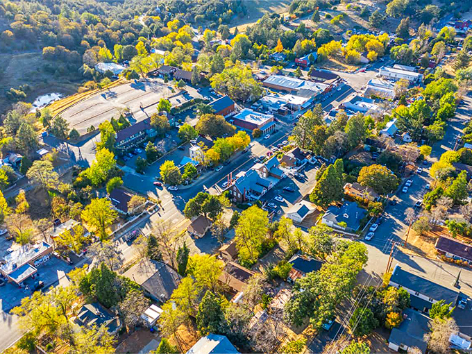From above, Julian reveals itself as a perfect patchwork of history nestled among California's golden hills. Small town, big personality.