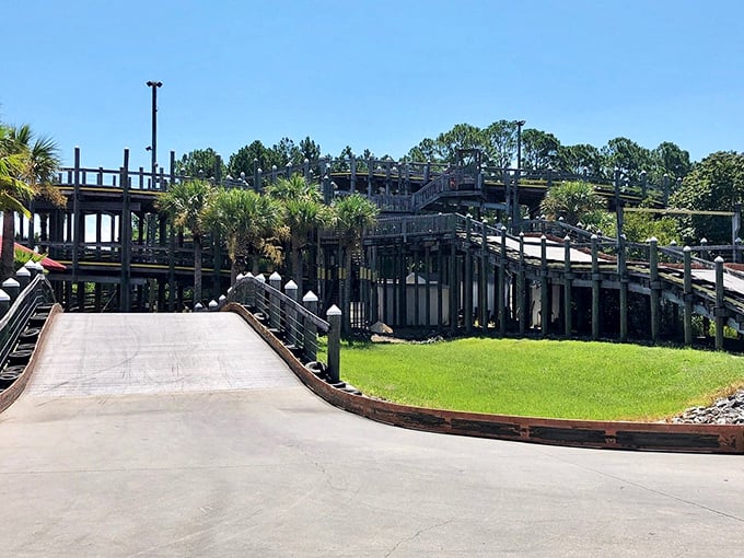 Engineering marvel meets childhood fantasy in this wooden track masterpiece. Like a roller coaster you control yourself&mdash;the perfect recipe for memorable vacation bragging rights.