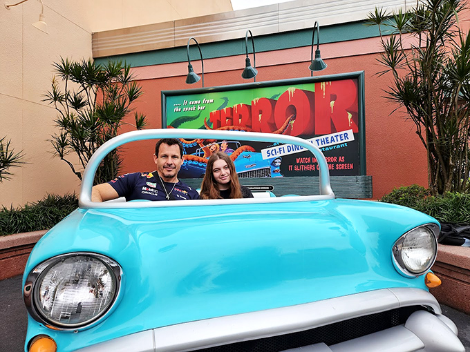 The photo opportunity outside is practically mandatory&mdash;a classic convertible that lets you star in your own retro movie poster moment.