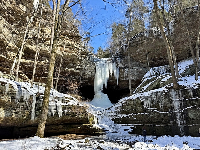 Winter transforms the falls into a frozen sculpture gallery that would make ice artists weep with envy. Nature's own crystalline masterpiece.