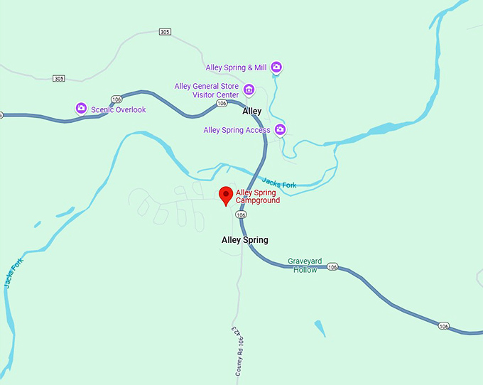 16. alley spring campground map