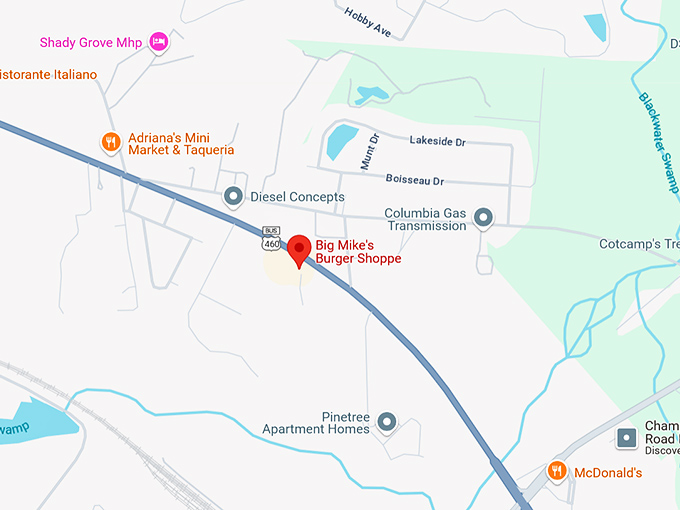 16. big mike's burger shoppe map