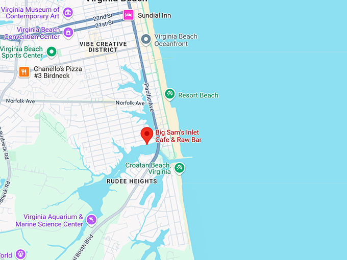 16. big sam's inlet cafe & raw bar map