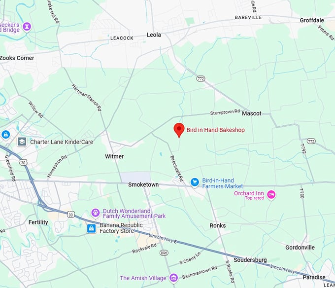 16. bird in hand bakeshop map