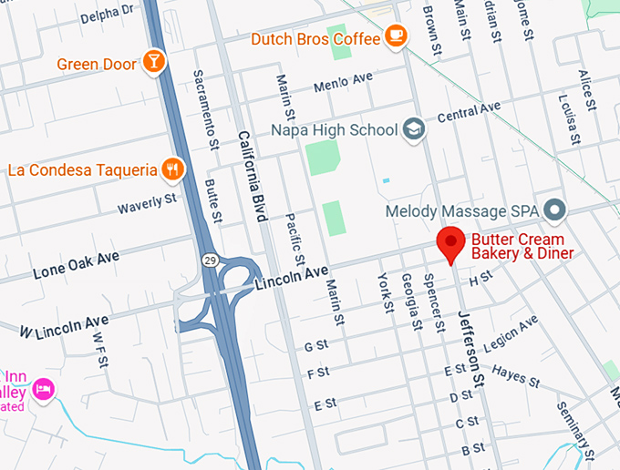 16. butter cream bakery & diner map