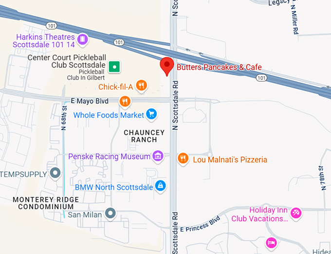 16. butters pancakes & cafe map