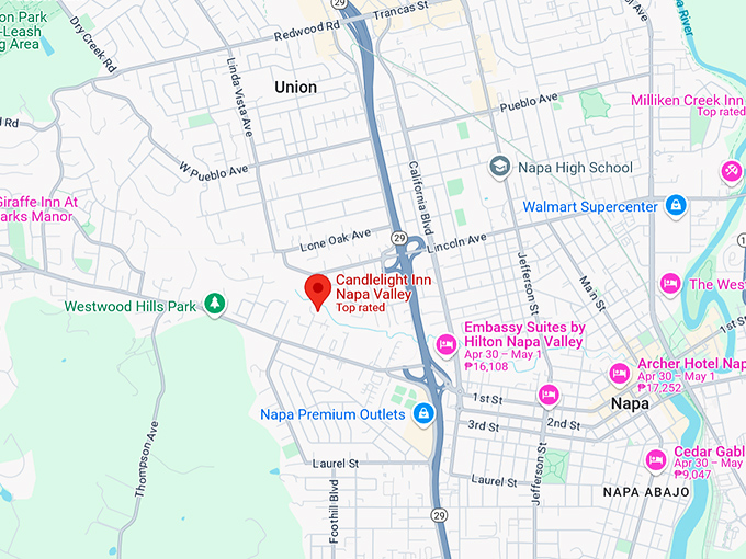 16. candlelight inn napa valley map