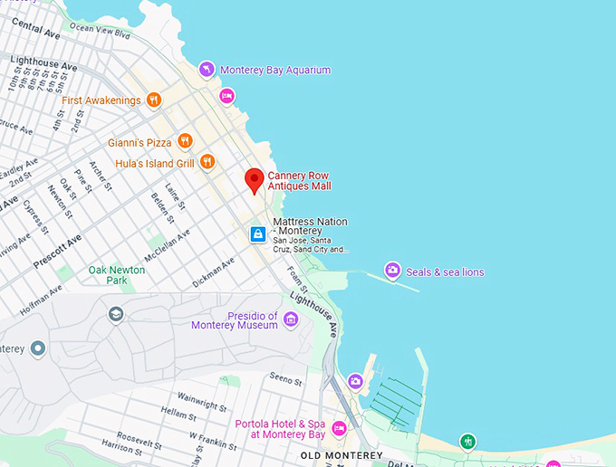 16. cannery row antiques mall map