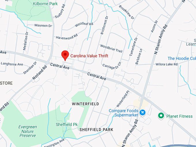 16. carolina value thrift (4451 central ave) map