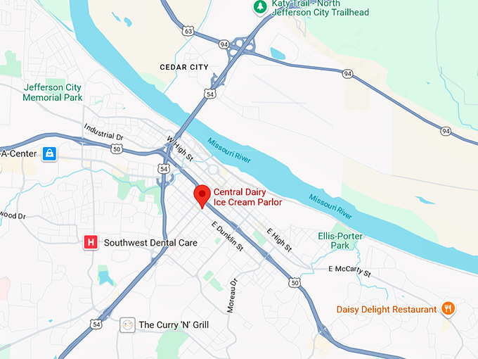 16. central dairy ice cream parlor map