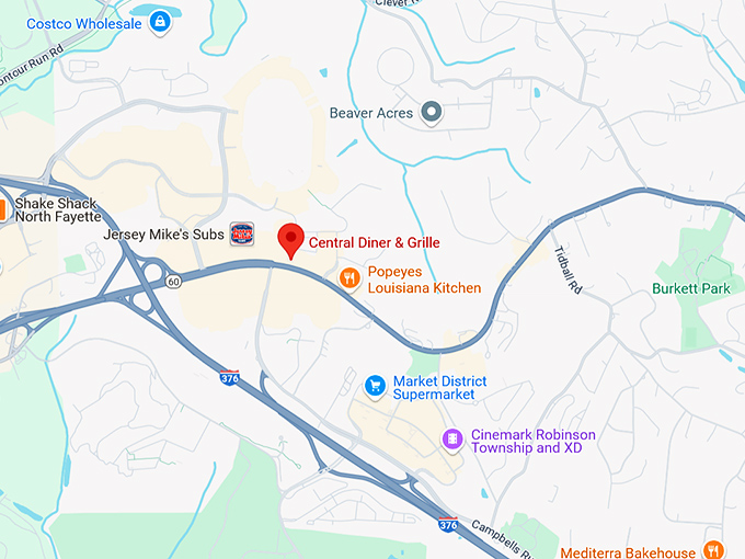 16. central diner & grille map