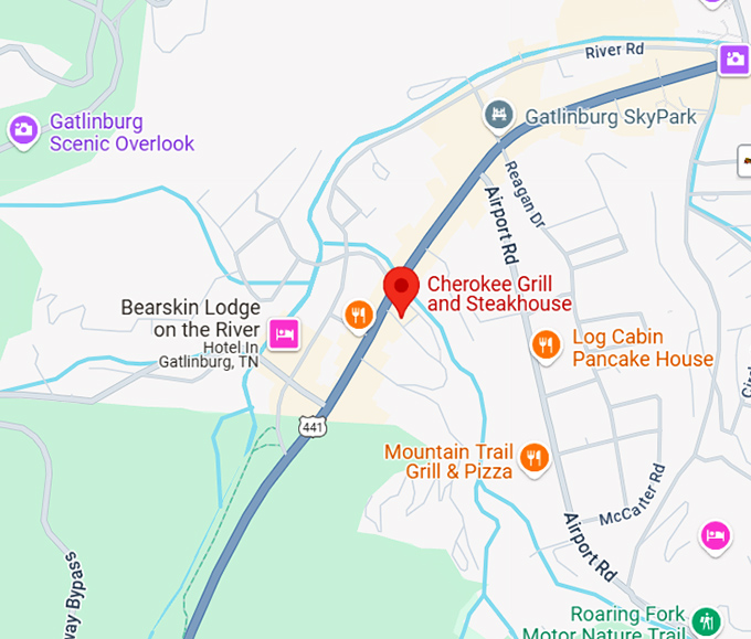 16. cherokee grill and steakhouse map