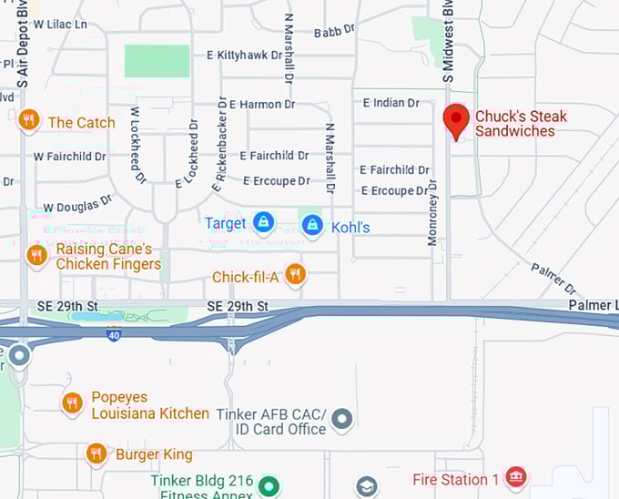 16. chuck's steak sandwiches map