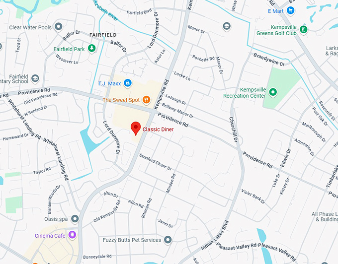 16. classic diner map