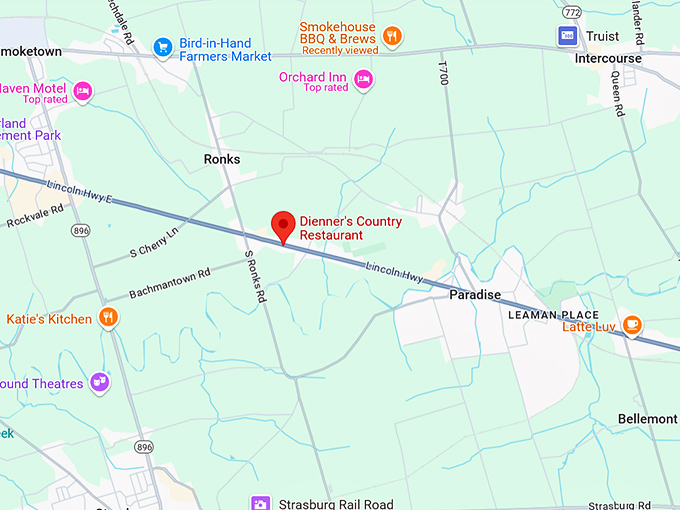 16. dienner's country restaurant map