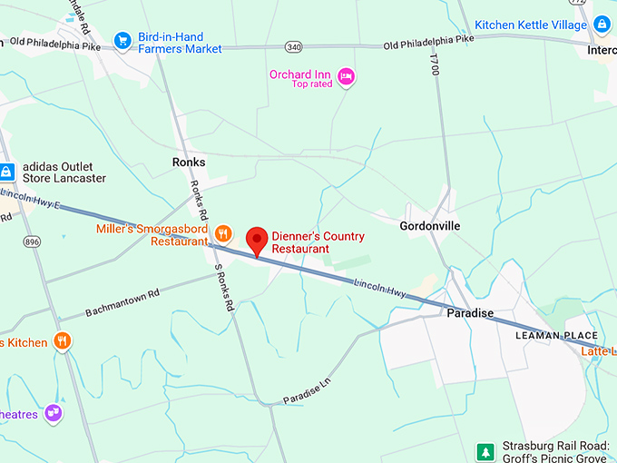 16. dienner's country restaurant map