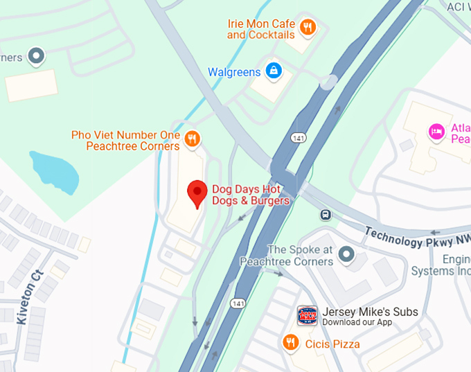 16. dog days hot dogs & burgers map