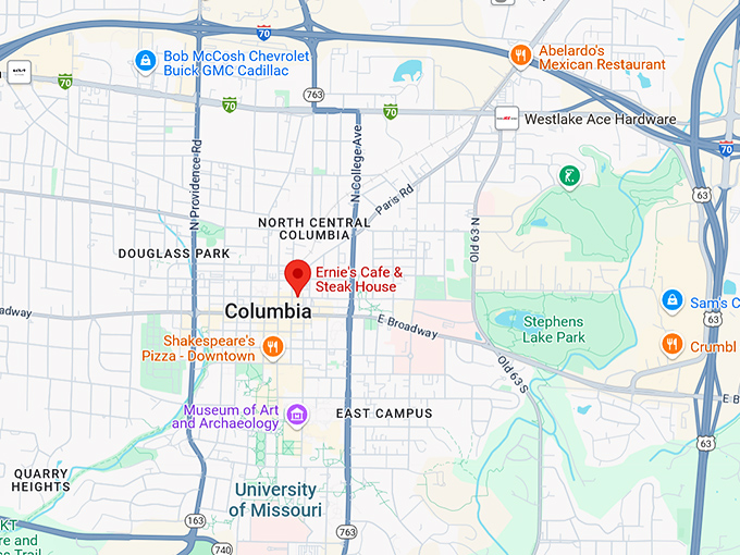 16. ernie's cafe & steak house map