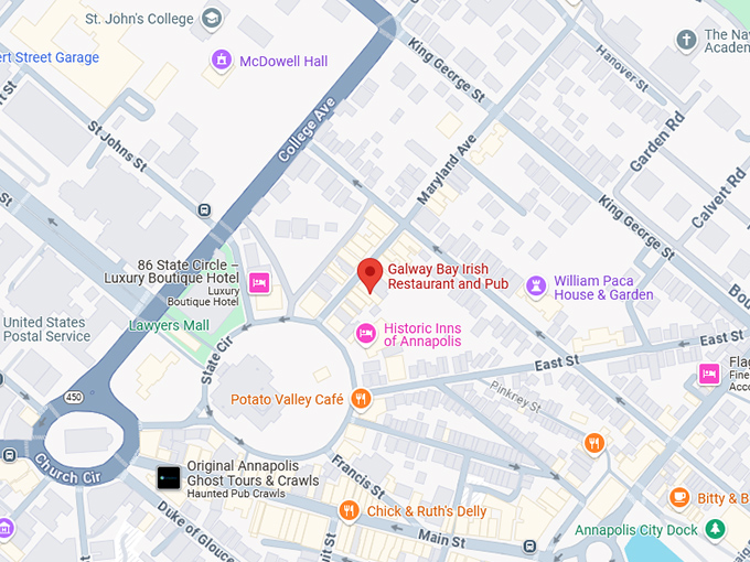 16. galway bay irish restaurant and pub map