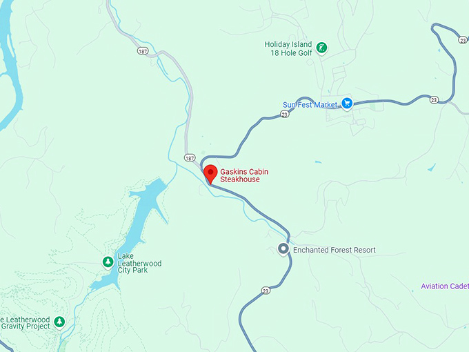 16. gaskins cabin steakhouse map