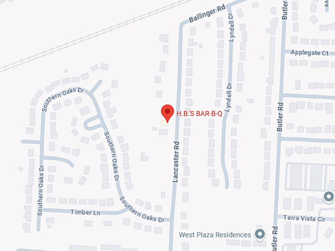 16. h.b.'s bar b q map