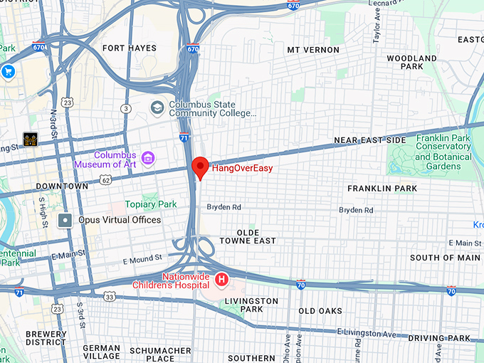 16. hang over easy (51 parsons ave) map