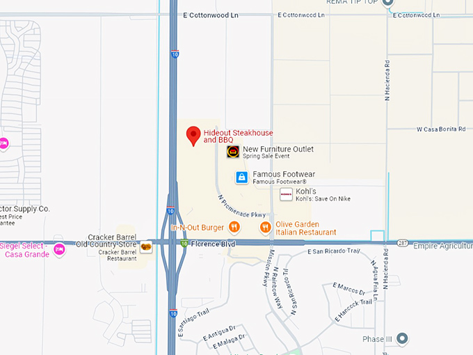 16. hideout steakhouse and bbq map