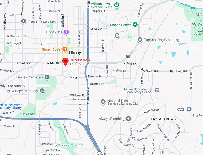 16. hillcrest hope thrift store map