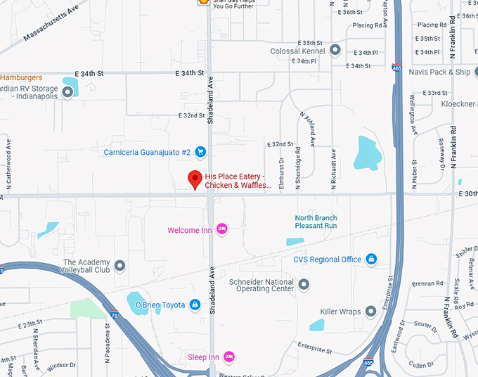 16. his place eatery chicken & waffles, bbq & soul food map