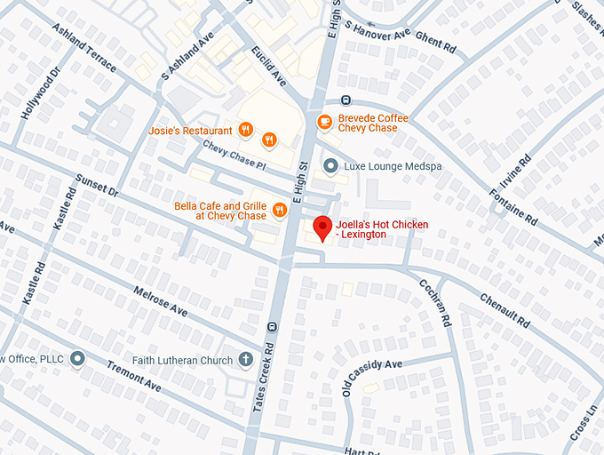 16. joella's hot chicken lexington map