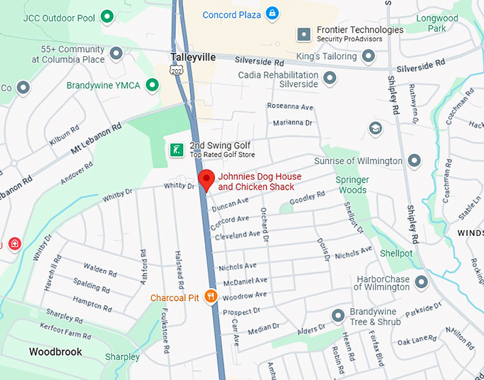 16. johnnies dog house and chicken shack map