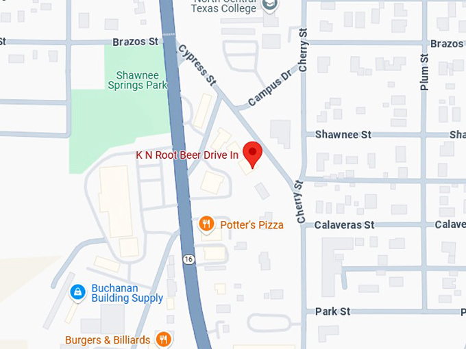 16. k n root beer drive in map