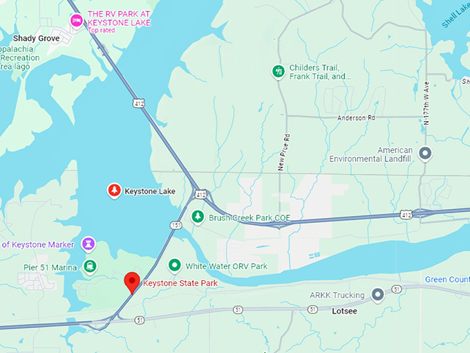 16. keystone lake at keystone state park map