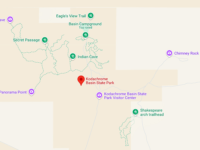 16. kodachrome basin state park map