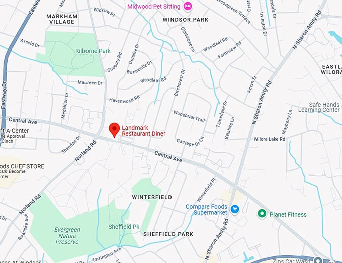 16. landmark restaurant diner map