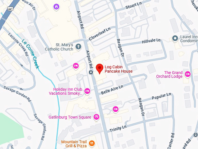 16. log cabin pancake house map