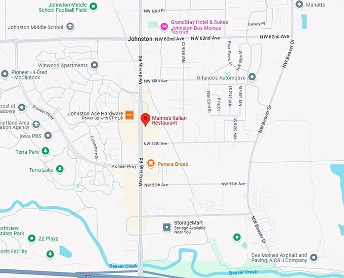 16. marino's italian restaurant map