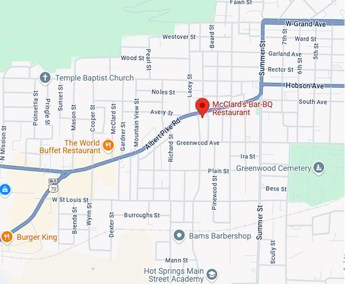 16. mcclard's bar b q restaurant map