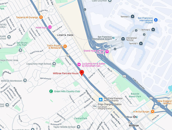 16. millbrae pancake house map