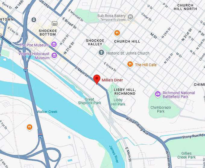 16. millie's diner map