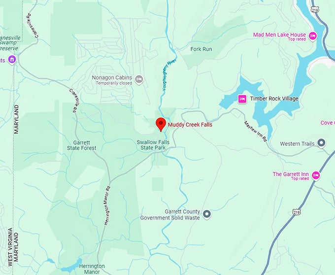 16. muddy creek falls map