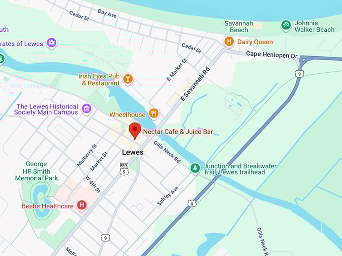 16. nectar cafe & juice bar map